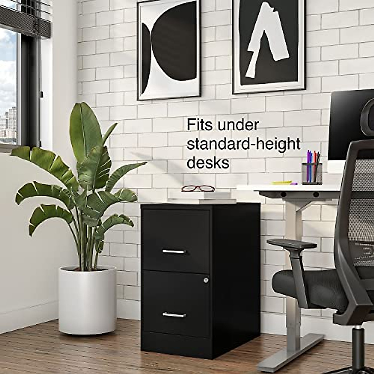 Staples 2806659 2-Drawer Vertical File Cabinet Locking Letter Black 22-Inch D (52153)