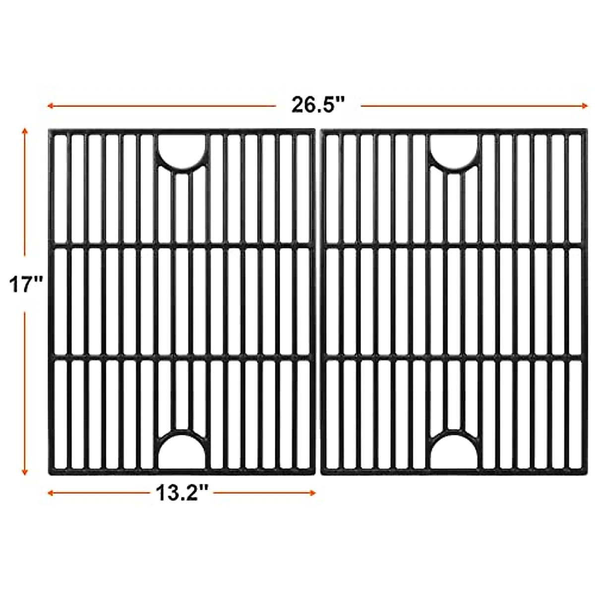 Grill Grates Replacement for Nexgrill 4 Burner 720-0830H 720-0783E, 5 Burner 720-0888N 720-0888 720-0697, Charbroil 4 Burner 463241113 463449914, Kenmore 720-0670A and Others,17"x13 1/4" ,2 Pack