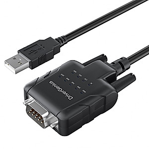 DriverGenius USB to Serial RS232 DB9 Adapter Cable with 9 x LED Indicators - Prolific PL2303 - Compatible with Windows 11, macOS Sequoia 15.1.1, Linux (USB232A-E-A, 3ft/1m)