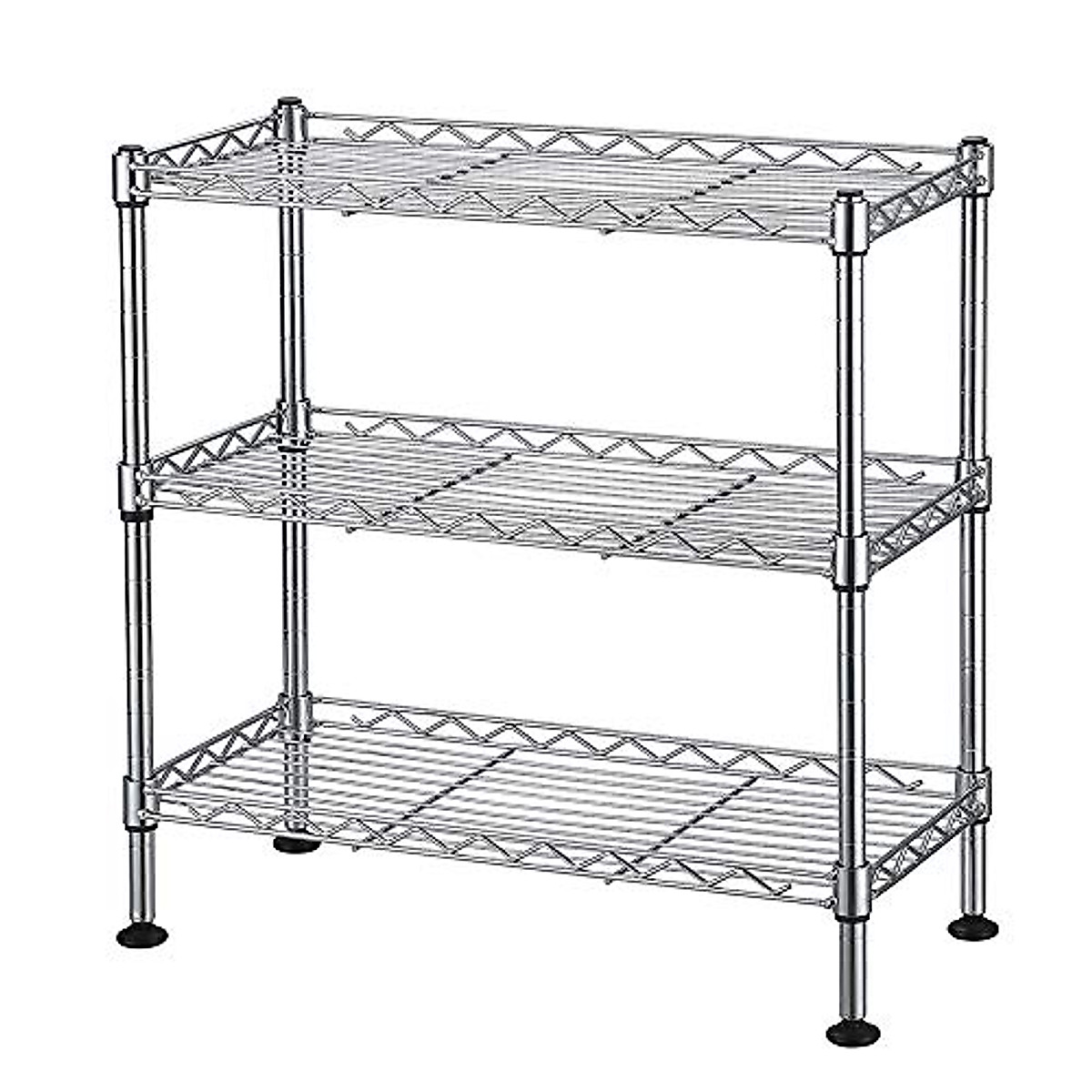 3 Tier Storage Shelf Wire Shelving Unit Steel Shelving Adjustable Metal Storage Rack Metal Shelving Unit Shelves for Pantry, Garage, Basement, Living Room, Kitchen, 17.7''L x 7.87''W x 17.72''H