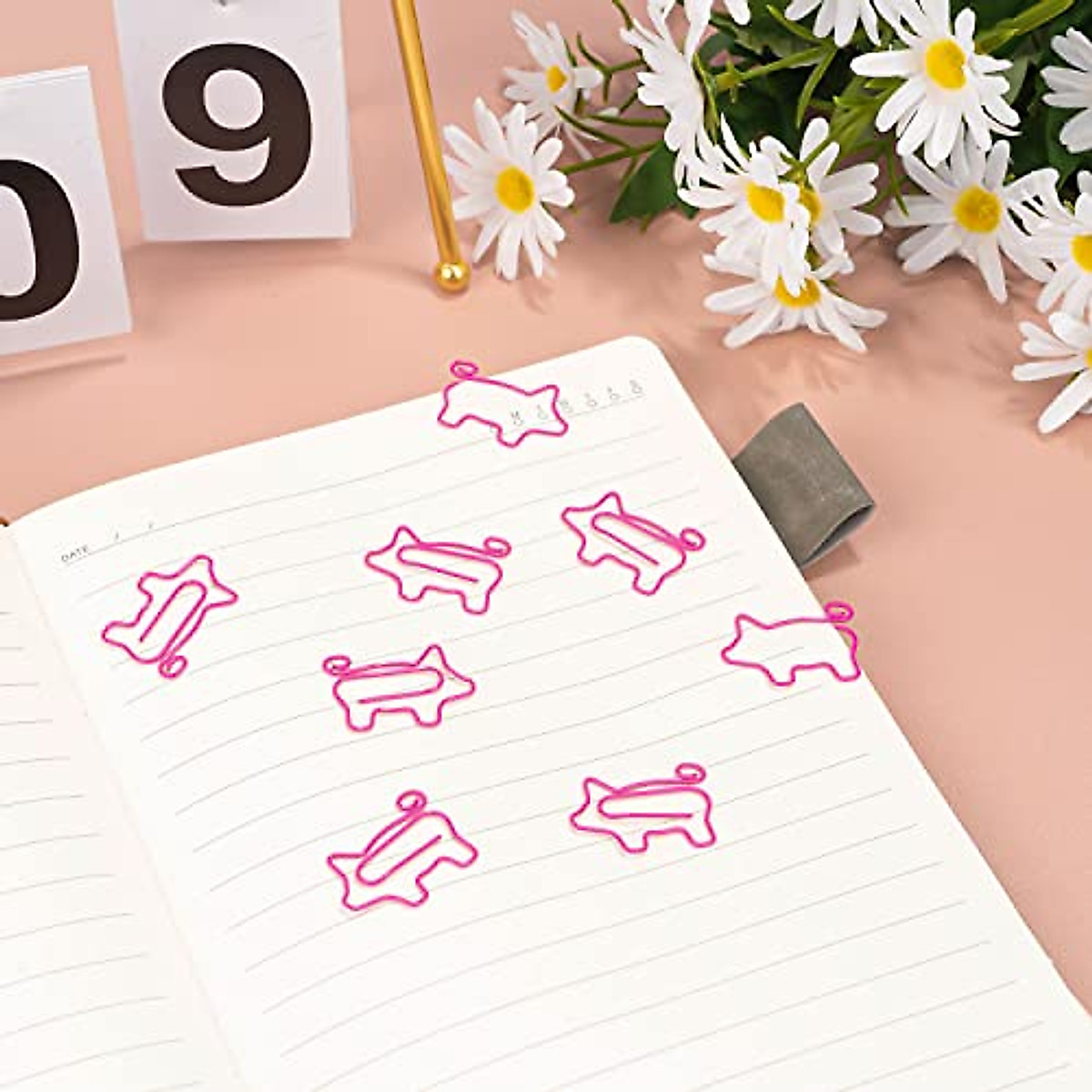 RAYNAG 50 Pieces Cute Pig Shaped Small Paper Clips Bookmark Clips for Office School Home ,Pink