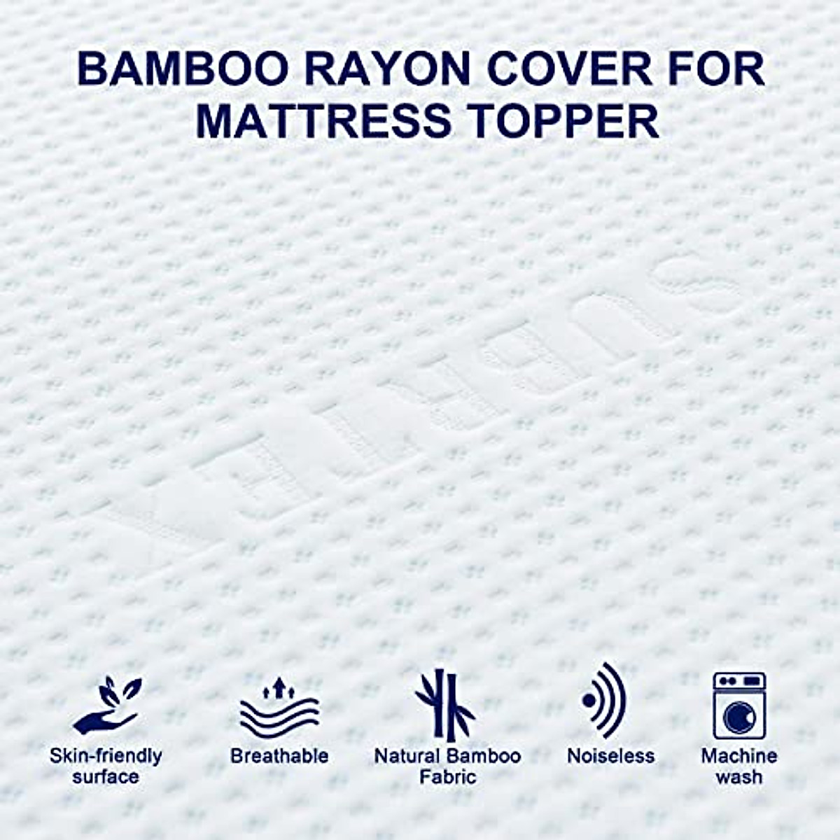 subrtex 3 Inch Mattress Topper Cover (Only Cover) Mattress Protector Bedding Bamboo Rayon Removable Mattress Encasement for Latex Cool Mattress Cover with Zipper with Adjustable Straps (Queen,White)