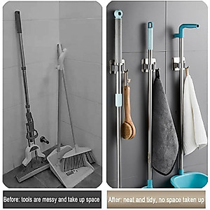 ATLANTICMop Holder, Modern Wall Mounted Heavy Duty Stainless Steel Storage Rack Organization Tools, Kitchen Garden Garage Or Bathroom Organization. (PACK OF 1.)