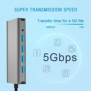 USB C Hub, 12-in-1 Multi-Port USB C Adapter with 1000M Ethernet, 4 USB 3.0 Ports Adapter, TF, SD, VGA, 3.5mm Audio, 100W PD Powered Compatible with MacBook, Pro,Air,Type C Adapter Laptop Silver…