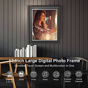 17-inch Dual-WiFi Digital Picture Frame - Digital Photo Frame, 32GB, Motion Sensor, Full Function, Sharing Photos and Videos via App or Email, Unlimited Cloud Storage, Wall Mountable
