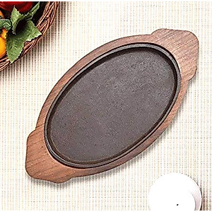 Zifron Wood Store Wooden Sizzler Plate with Oval Base/sizzler Plate with Wooden Stand/sizzler Dish 13"X 7", Brown,