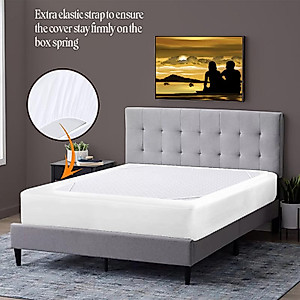 Banke Bihari Mattress Box Spring Cover Full XL Size Fits Upto 18" Inch Deep All Around Elastic for Snug Fit Your Mattress Polyester Fabric Thick Box Spring, White