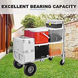 TOPDEEP Heavy Duty Aluminum Hand Truck, Industrial Convertible Hand Truck Dolly Large Size, Utility Cart Converts from Hand Truck to Platform Cart with 10" Hi Tech Rubber Wheels