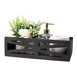 TNQNCFL Wooden Bathroom Decor Box,Rustic Toilet Tank Box,Bathroom Decor Box Toilet, Wooden Storage Box,Farmhouse Bathroom Accessories, Toilet Paper Basket（Black）
