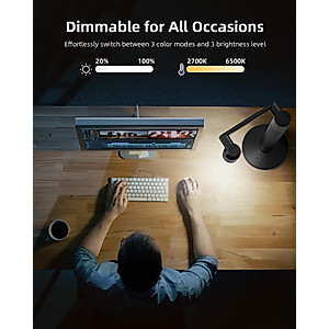 Lytmi 3-in-1 LED Desk/Task/Reading Light for Office, CRI95 Eye-Caring Architect Desk Lamp, 360°Rotatable Swing Arms, Dimmable Table Lamp with Atmosphere Lighting for Computer Monitor Desktop Bedside