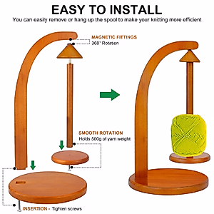 Swiftbuyo Yarn Holder for Knitting and Crocheting, Wooden Yarn Spinner with Magnetic Smooth Rotation Crochet Ideal Gift for Knitting Lovers