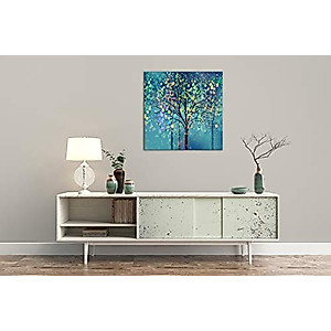 Teal Tree Wall Art Decor Tree of Life Modern Abstract Canvas Painting Prints Pictures Artwork Home Decor for Kitchen Living Room Dining Room