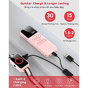 Haoteful Dog Shock Collar with Remote 2600FT, Shock Collar for Large Dog, Medium Small Dogs 8-120lbs, Electric Dog Training Collar with 3 Modes Beep, Vibration, Static Shock, Security Lock (Pink)