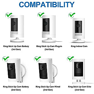 2Pack Wall Mount Compatible with Ring Stick Up Cam & Ring Indoor Cam, 360 Degree Adjustable Mounting Bracket Accessories for Your Ring Surveillance Camera - White