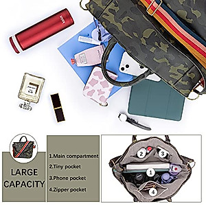 Viva Terry Vegan Leather Purses Tote Bag for Women Fashion Shoulder Bag Purse with Adjustable Strap… (Camo)