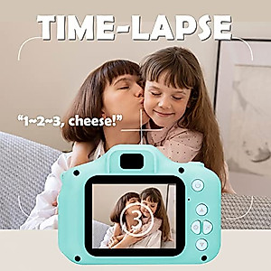 Kids Camera, Digital Camera for Kids Age 3-8, Toddler Toys Christmas Birthday Gifts for Boys and Girls, 2.0 inch IPS Screen Portable Children Toy Camera with 32G SD Card, Perfect Small Size (Green)
