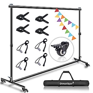 10 * 7ft Backdrop Stand, with Wheels, Adjustable Heavy-Duty Backdrop Stand, Banner Background Stand, Backdrop Support System for Parties Photo Photography