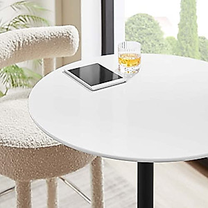 Modway Lippa 28" Round Wood Bar Table, White Top, Black Base