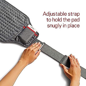 Sunbeam Cordless Heating Pad, Portable and Rechargeable for Back, Shoulder and Cramps Pain Relief, 9.5 x 12", Slate Grey