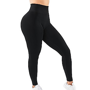 ROOOKU Uplift Squat Proof Workout Leggings for Women Anti-Ripped Scrunch Butt Lifting Gym Booty Seamless Yoga Pants (Black,S)