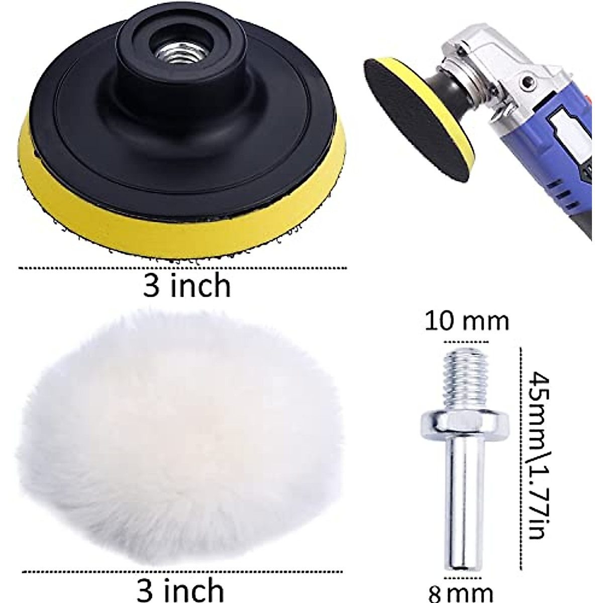Polishing Pad,Augshy 31 Pcs 3 Inch Polishing Pad Kit,3 Inch Buffing Pads for Drill Adapter Car Auto Polisher