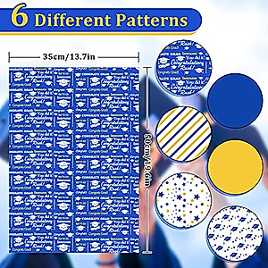 Whaline Graduation Tissue Paper Bulk 6 Style Gift Wrapping Paper White Blue Gold Congrats Grad Star Grad Cap Decorative Art Tissue for DIY Crafts Graduation Party Gift Packing Supplies, 90 Sheet