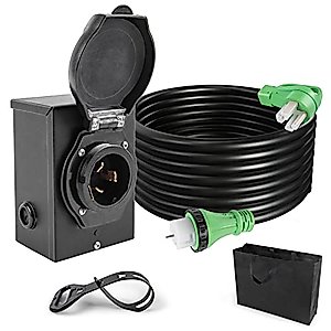 50 Amp Generator Extension Cord 20FT and Power Inlet Box, NEMA 14-50P/SS2-50R Generator Cords, RV Power Cord with NEMA SS2-50P Generator Inlet, ETL Listed, Weatherproof