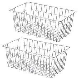 SANNO Freezer Baskets,Farmhouse Metal Wire Basket Freezer Storage Wire Baskets Organizer Wire Storage Basket for Kitchen Pantry Organizer Bins,14"x11"x6"
