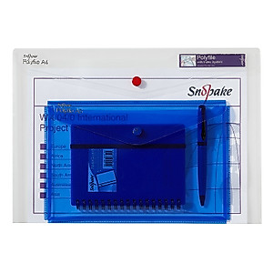 Snopake A4/A5 Polyfile Duo Popper Wallet with Index Tab and Press Stud Closure – Clear [Pack of 5] Ref: 15693