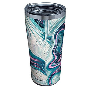 Tervis Purple Teal Marble Insulated Tumbler, 1 Count (Pack of 1), Clear and Black Slider Lid
