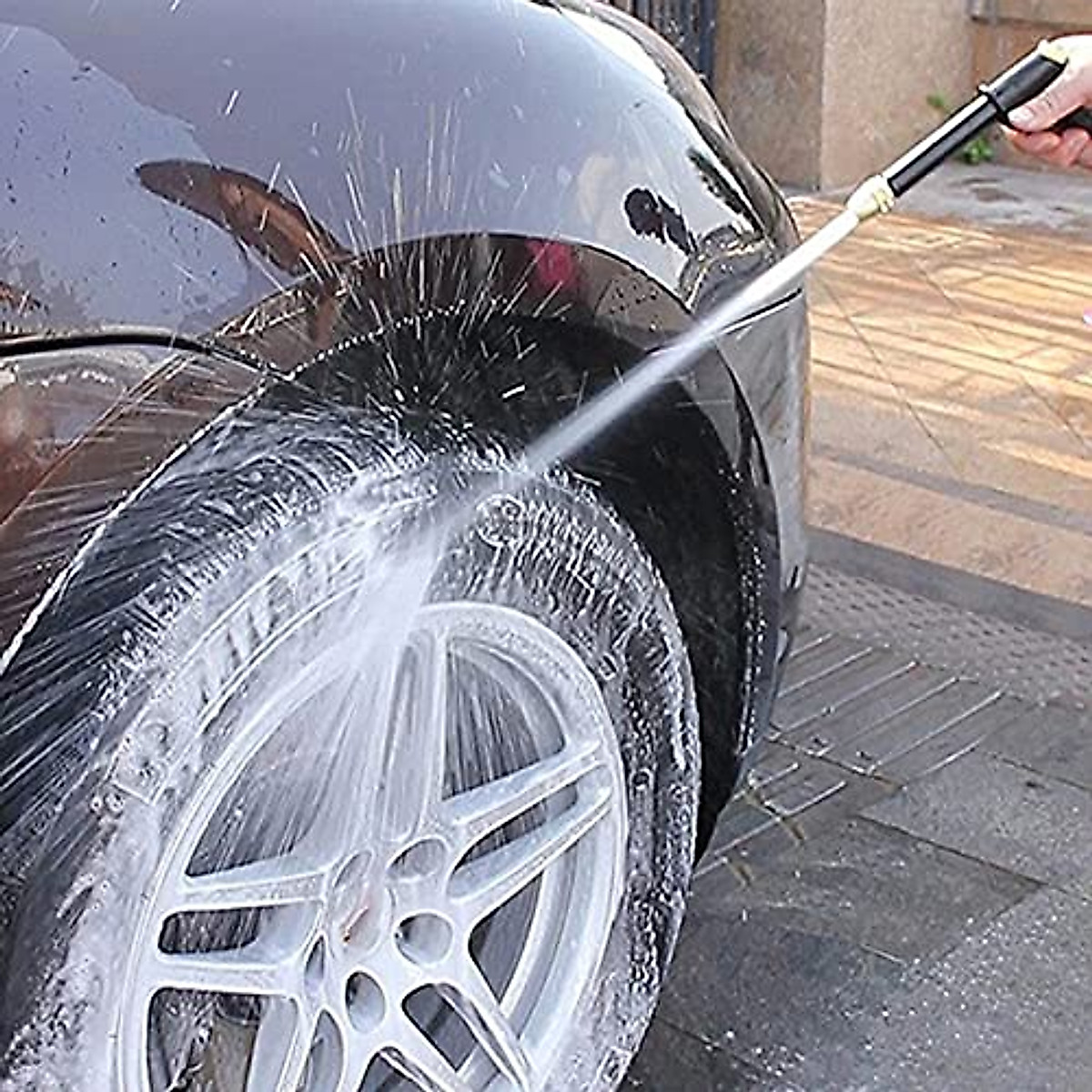 Hose Nozzle Sprayer, Metal High Pressure Leak-proof Water Hose Nozzle, Lengthen Ad-justable Nozzle Car Washing Garden Tool, for Car&Pet Washing, Garden Watering