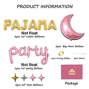 PAJAMA PARTY Decorations,PAJAMA Party Balloons for Girls PJ Mask Themed Banner for Pajama Slumber Sleepover SPA Spahhh Birthday Bday Bridal Hen Adult Party Supplies 14PCS of Qinsly (Gold, PAJAMA)