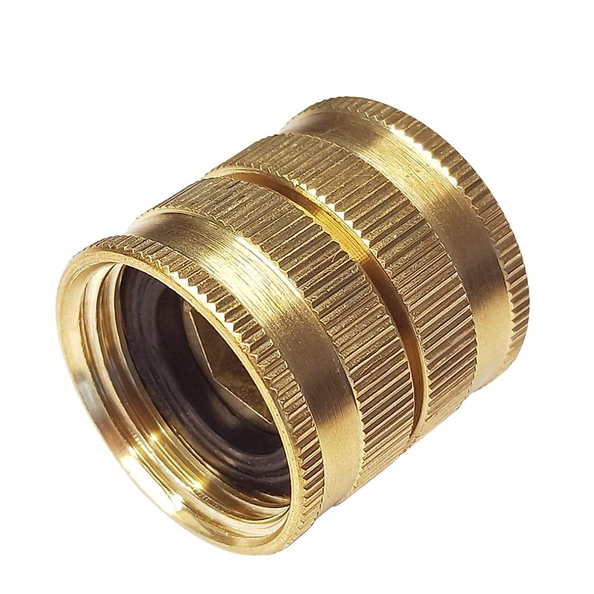 HQMPC Brass Garden Hose Connector Garden Hose Adapter Double Female Swivel Hose Connector 3/4 Inch GHT Brass Connector 4 Pieces