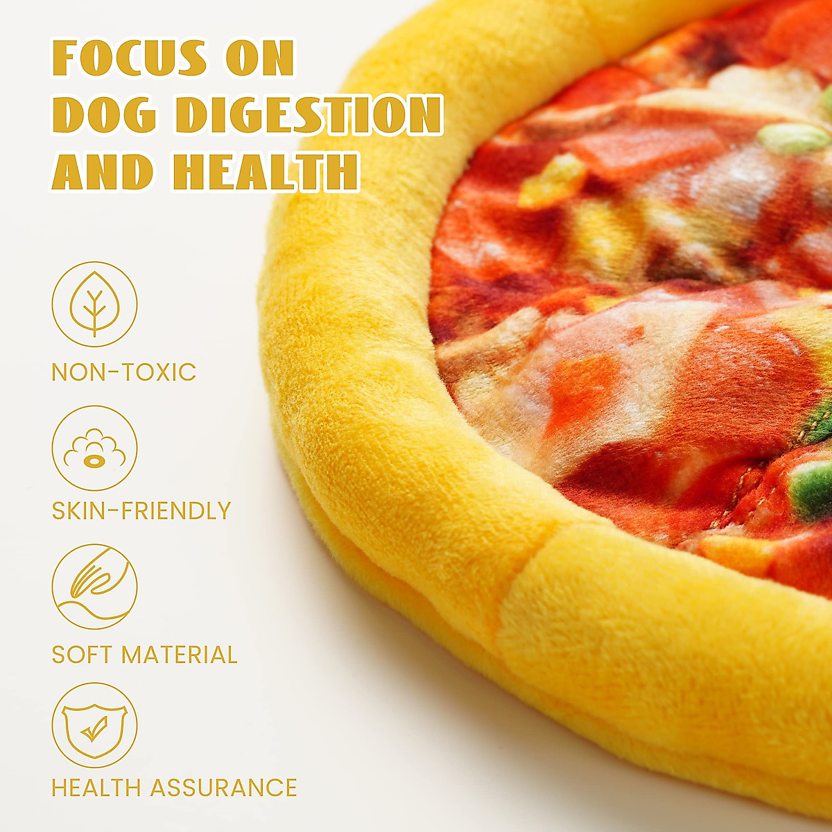 Nocciola Pizza Interactive Dog Toys, Hide and Seek Dog Toys, Squeaky Plush Puzzle Dog Toys for Small to Medium Dogs to Encourages Natural Foraging Skills and Mental Stimulation