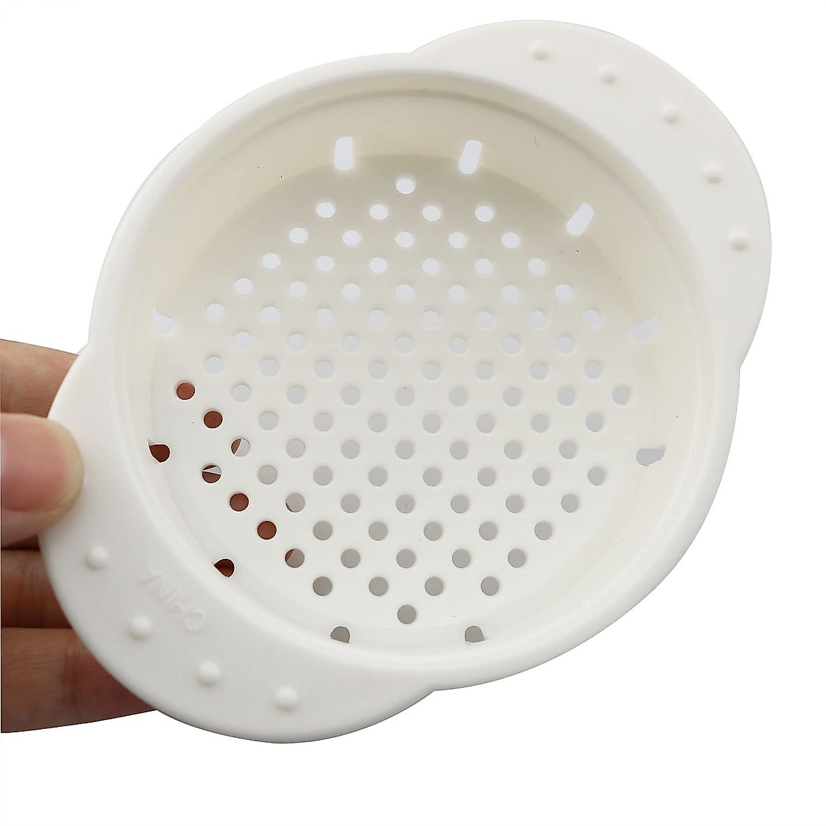 PZRT Can Strainer Press White Plastic Canning Colander for Regular-Size and Wide-Necked Tunas, Vegetables or Other Canned Food