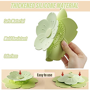 Generic 4Pcs,Anti-odor Petal Hair Drain Catcher, 7"" Silicone Hair Stopper Drain Cover for Shower, Protector Silicone Bathtub, Easy to Install Suit for Bathroom,Bathtub,Kitchen and Sink (Pink)