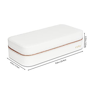 V-LAFUY Jewelry Box Small Jewelry Boxes, PU Leather Portable Travel Jewelry Case, Large Capacity for Rings Earrings Necklaces Bracelets Watch, White C