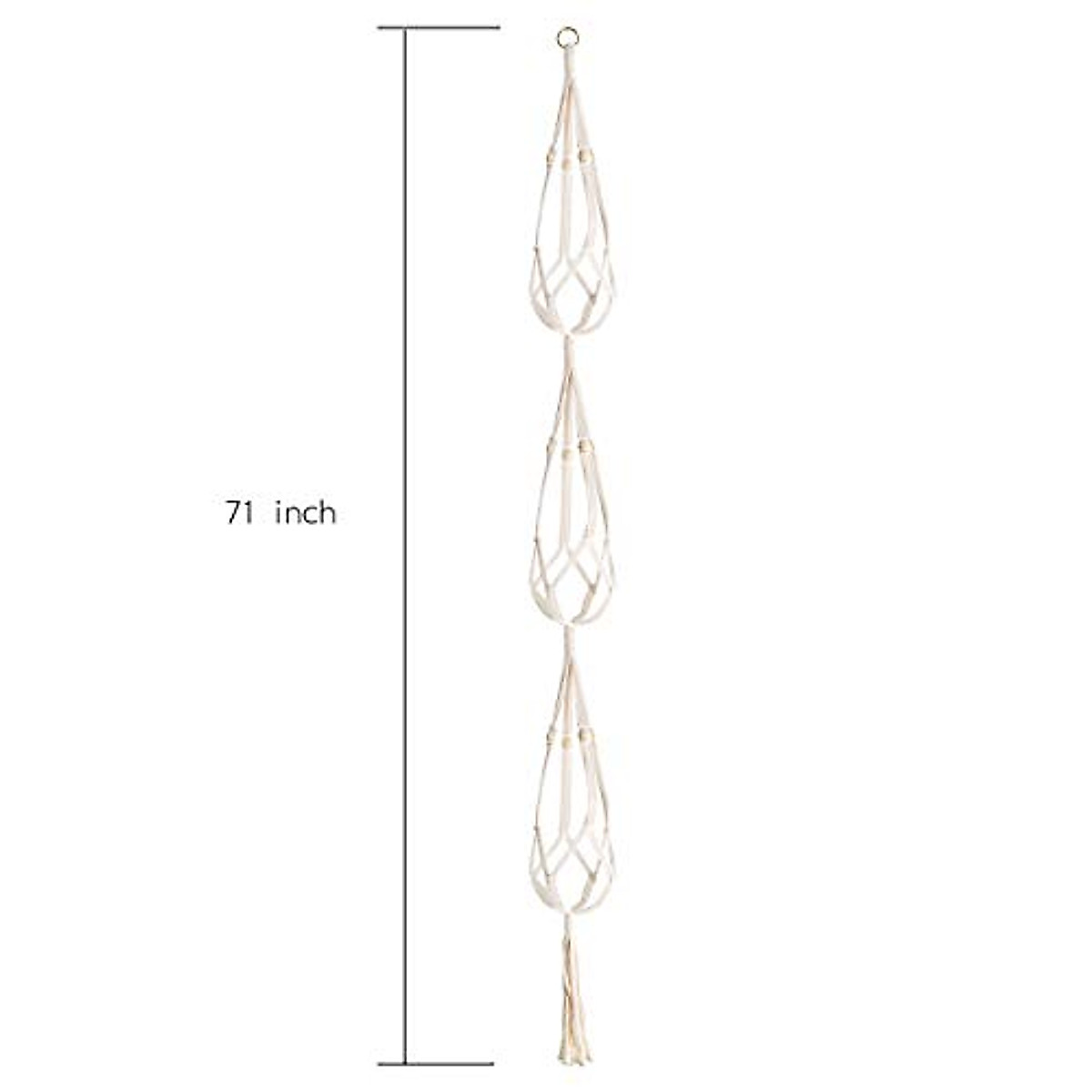 ENUOSUMA 3 Tier Macrame Plant Hanger Indoor with 1 Hook, Handmade Hanging Planter Hanging Flowers Pot with Tassels, Hanging Plant Holder for Home Decor - Cotton Rope, 4 Legs, 71 Inch