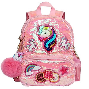 LSSAGOON Unicorn Sequins Backpack for Girls,Toddler Kids Schoolbag,Bookbag for Kindergarten Elementary,Gift for Birthday Xmas.