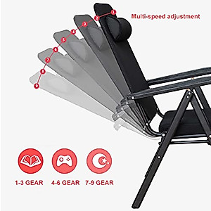 ABaippj Outdoor Zero Gravity Chair Padded Reclining Folding Patio Lounge Chair Adjustable Recliner, 440lbs Weight Capacity