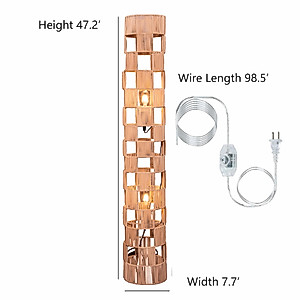 ELE LIGHT & DECOR Modern Standing Floor Lamp for Living Room & Bedroom 2-Lights Handcrafted Natural Rattan Corner Lamp with Bamboo, Perfect Boho Decor for Home Coastal Tall Lamps