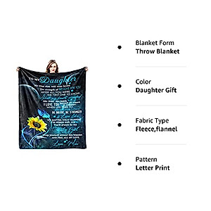 Gift for My Daughter Blanket from Mom as Birthday Present I Love You Letter to Her, Ultra-Soft Flannel Fleece Light Weight Bed Throw (60x50'', Daughter Gift)