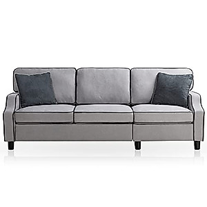 Shintenchi 79”Modern Fabric Sofa Couch,Mid Century Linen Upholstered Fabric 3-Seat Sofa Loveseat Furniture with Pillow for Small Living Room, Apartment,Studio and Small Space,Light Gray
