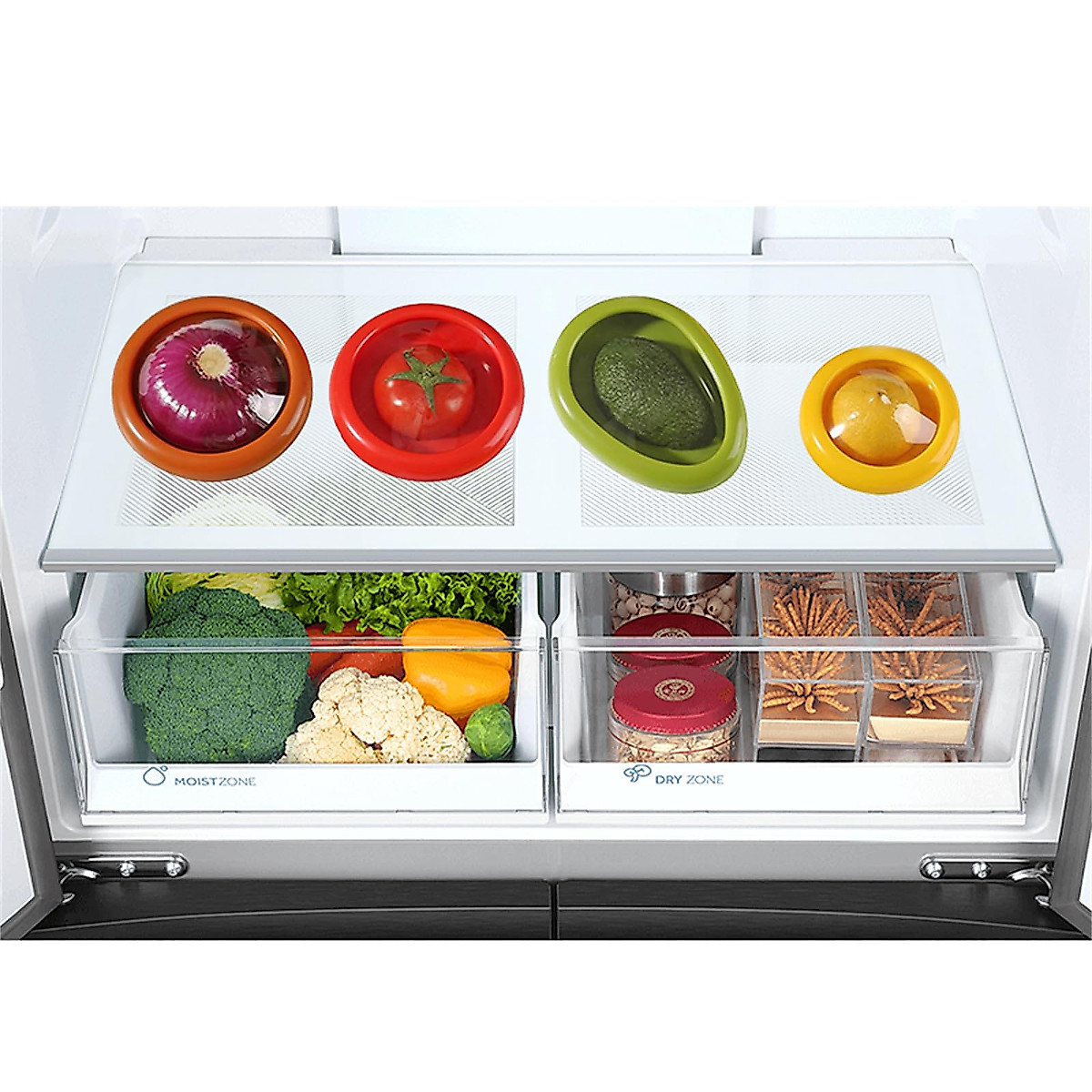 Silicone Fruit Storage Containers, Avocado Tomato Onion Lemon Potato Storage Keeper for Fruit And Vegetable Reusable Silicone Food Saver Fruit Huggers Set Containers For Fridge Keep Fresh