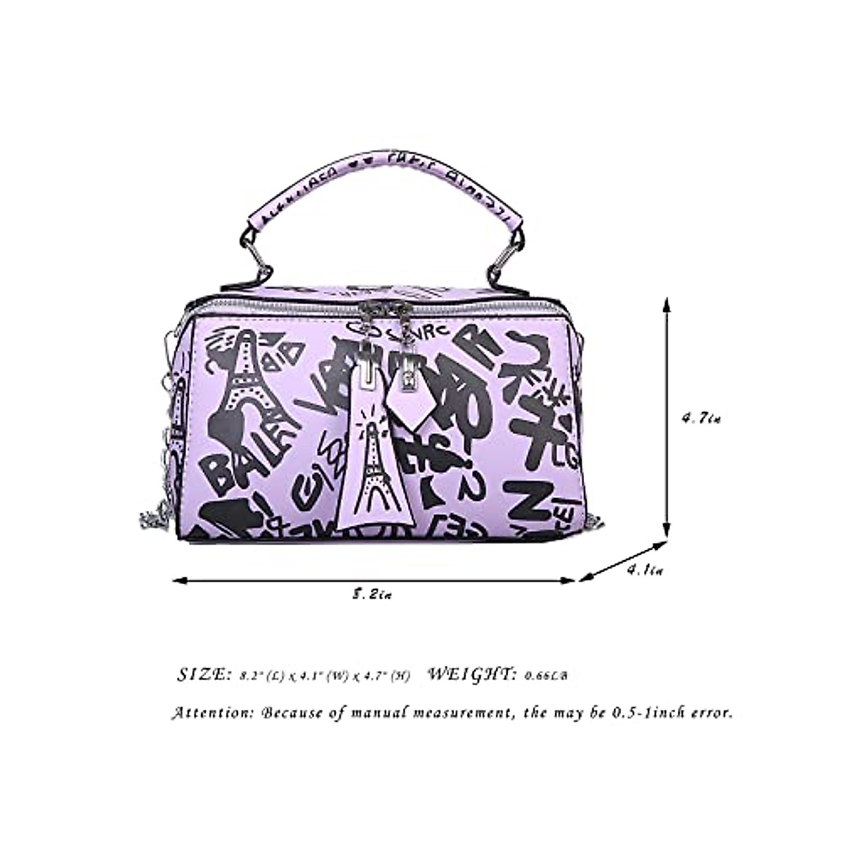 Crossbody Bags for Women Graffiti Faux Leather top-handle Satchel Handbags Shoulder Purse Bag (Purple)