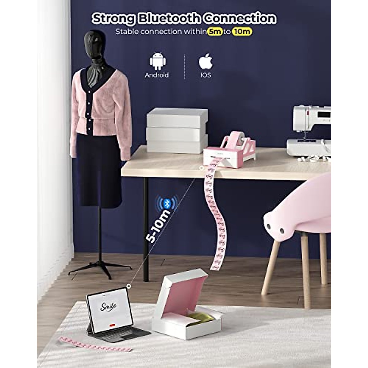 MUNBYN Bluetooth Thermal Label Printer, 4x6 Shipping Label Printer for Shipping Packages, Compatible with iOS, Android, PC, Mac, Chrome OS, Etsy, Ebay, Shopify, Amazon, USPS and More
