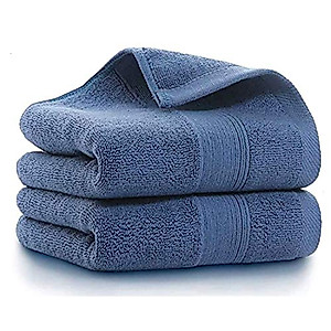 2 Pack Hand Towels for Bathroom- (14 x 30 Inch) 100% Cotton Hand Towel, Highly Absorbent and Quick Dry Face Washcloth, Home Soft Premium Towel for Hotel, Bath, Kitchen and Spa, Set of 2 (Blue)