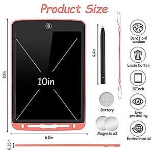 LCD Writing Tablet 10 Inch Toddler Doodle Board, Colorful Drawing Tablet, Erasable Electronic Painting Pads, Educational and Learning Kids Toy for 2 3 4 5 6 Year Old Boys and Girls Gifts(Pink)