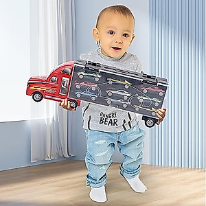 Toy Truck Transport Car Carrier - 18 Sport Cars in Truck Toys, Toys for Boys and Girls Age 3-10 yrs Old, Ideal Party Christmas Birthday Gift for Kids