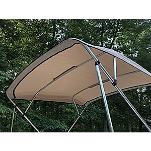 Replacement Bimini Top Canvas with Boot, Beige, 10' Long x 8.5' Wide, 16oz, by Cypress Rowe Outfitters, 4 Bow, fits 97"-103" Width